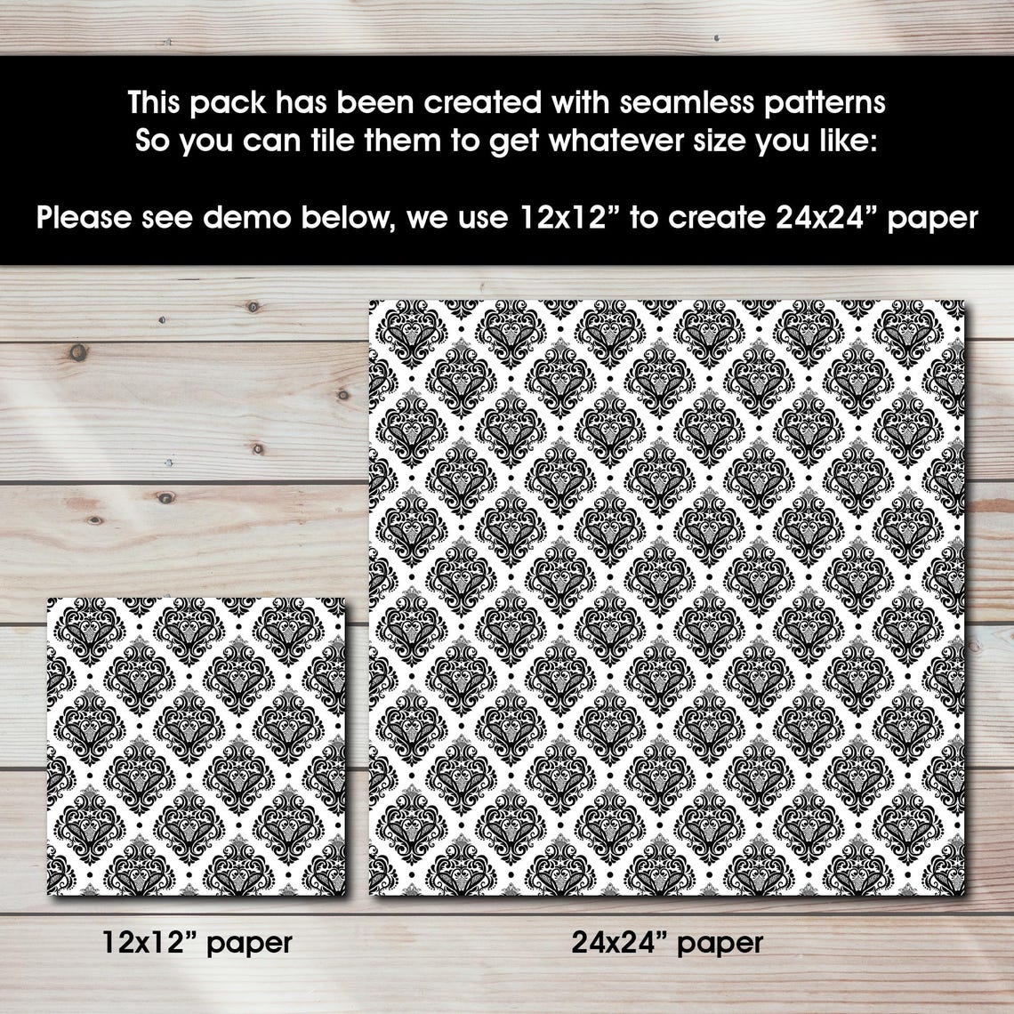 50 Classic Black & White Seamless Pattern Digital Papers, Printable ...