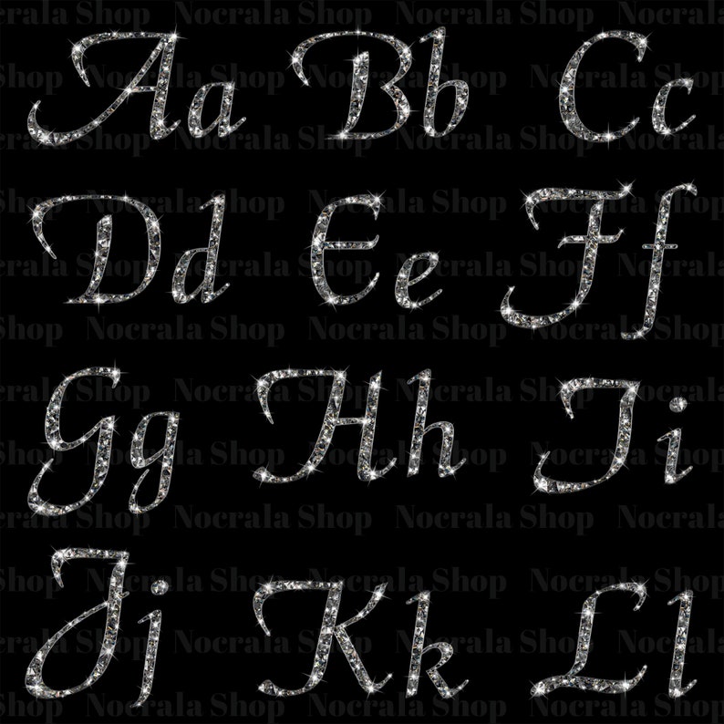 Silver Diamond Alphabet Clipart, PNG Digital Clip Art, Silver Diamond ...