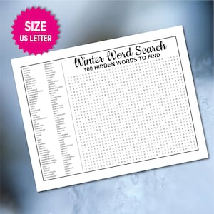 Giant Winter Word Search, Winter Fun Game, Printable Winter Word Search ...
