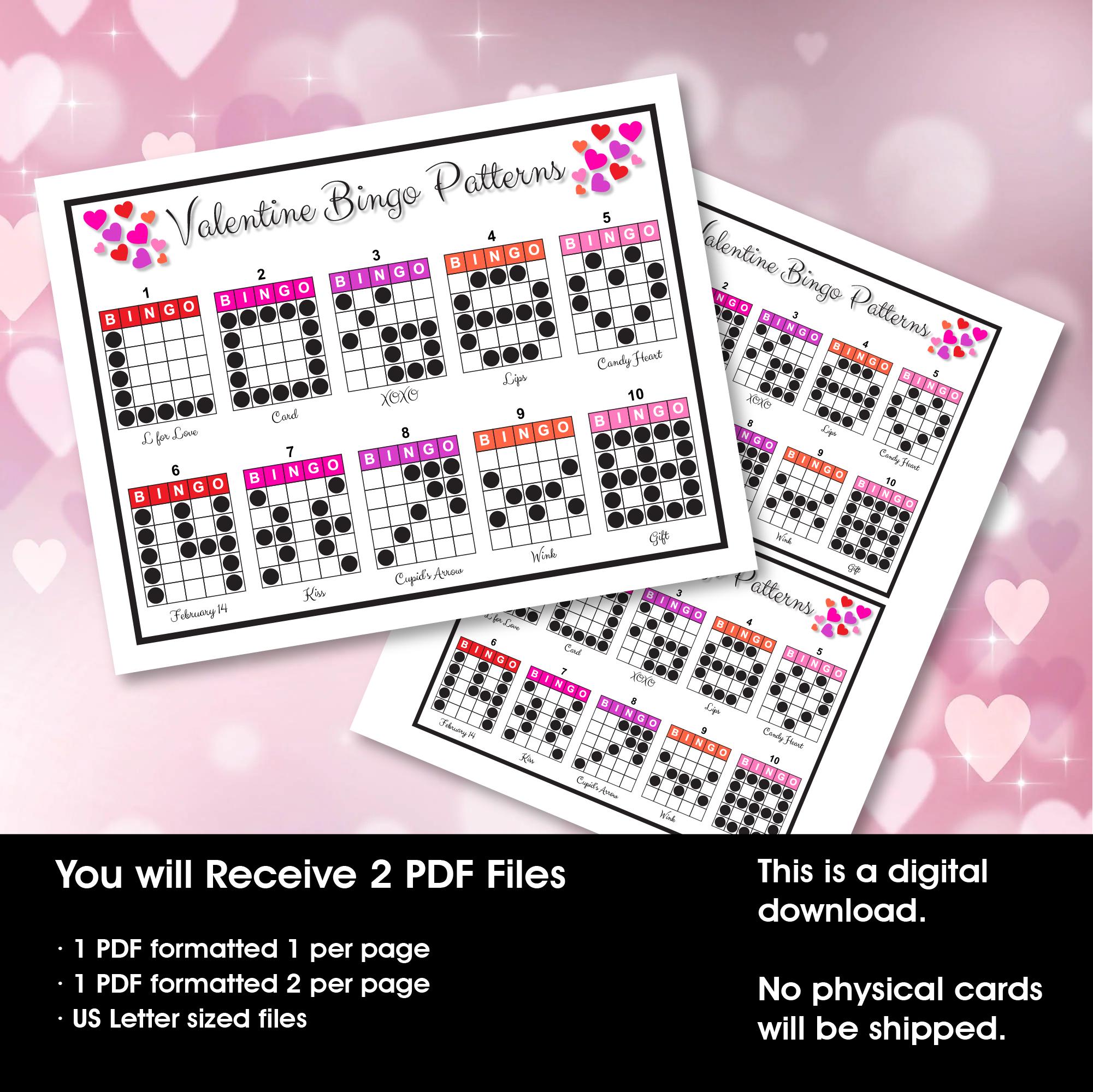 Valentine Bingo Pattern, Printable Bingo Game, Bingo Tournament, Fun ...