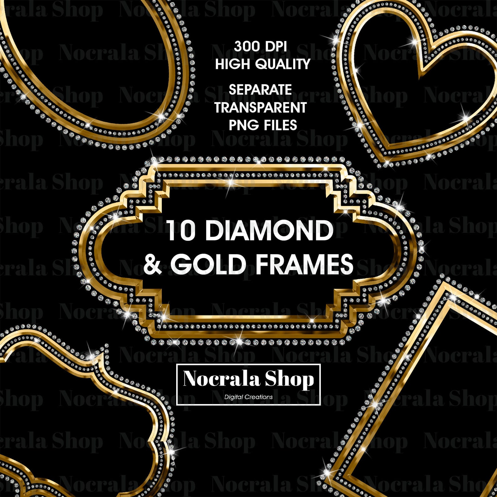 10 Gold and Diamonds Frames Clip Art, Gold Frames, Large Frames Png ...