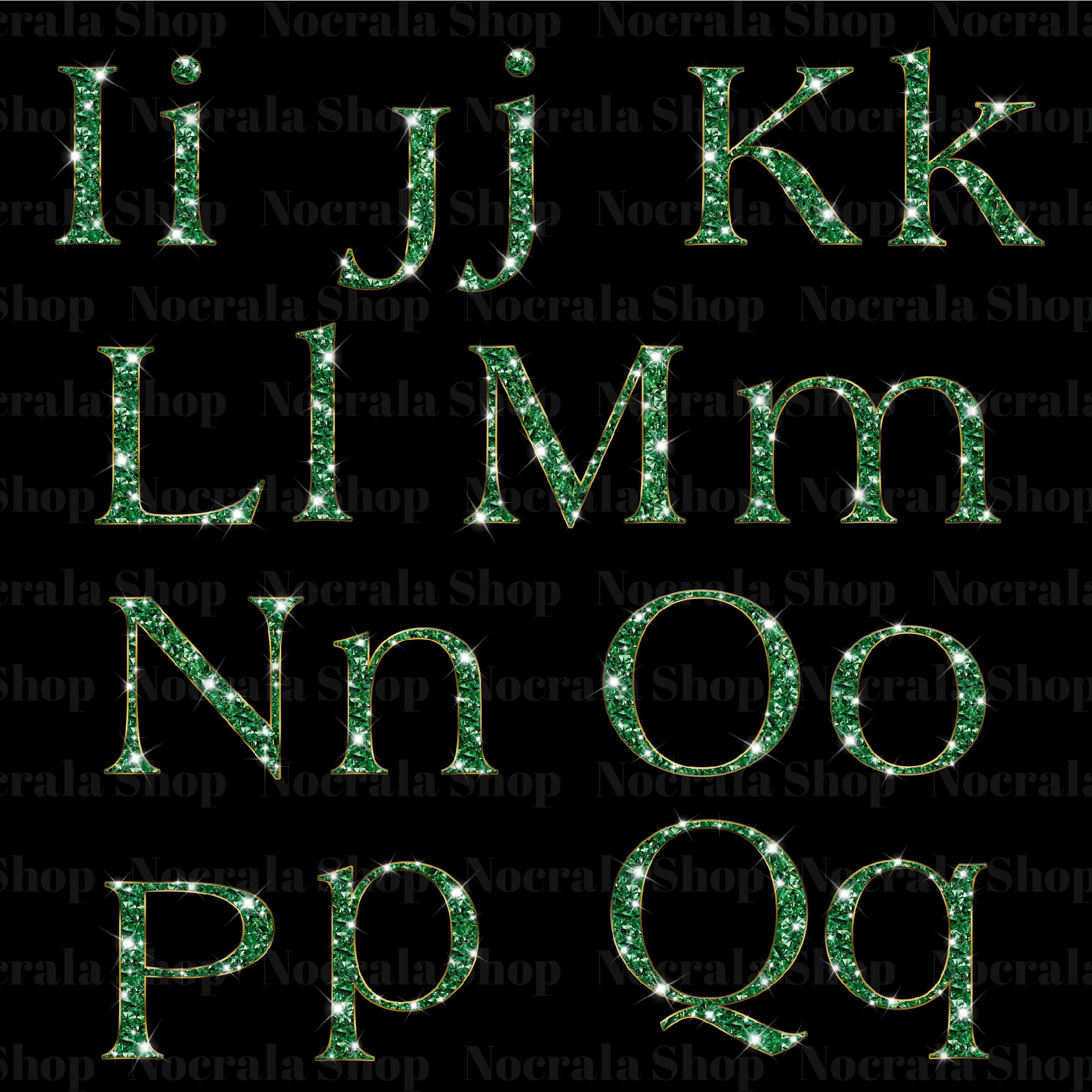 Green Diamond Alphabet Clipart PNG Digital Clip Art - Etsy