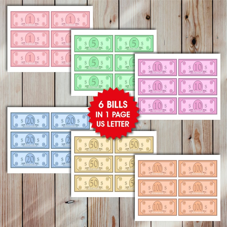 Printable Play Money, Kids Pretend Money, Learning Money, Classroom ...