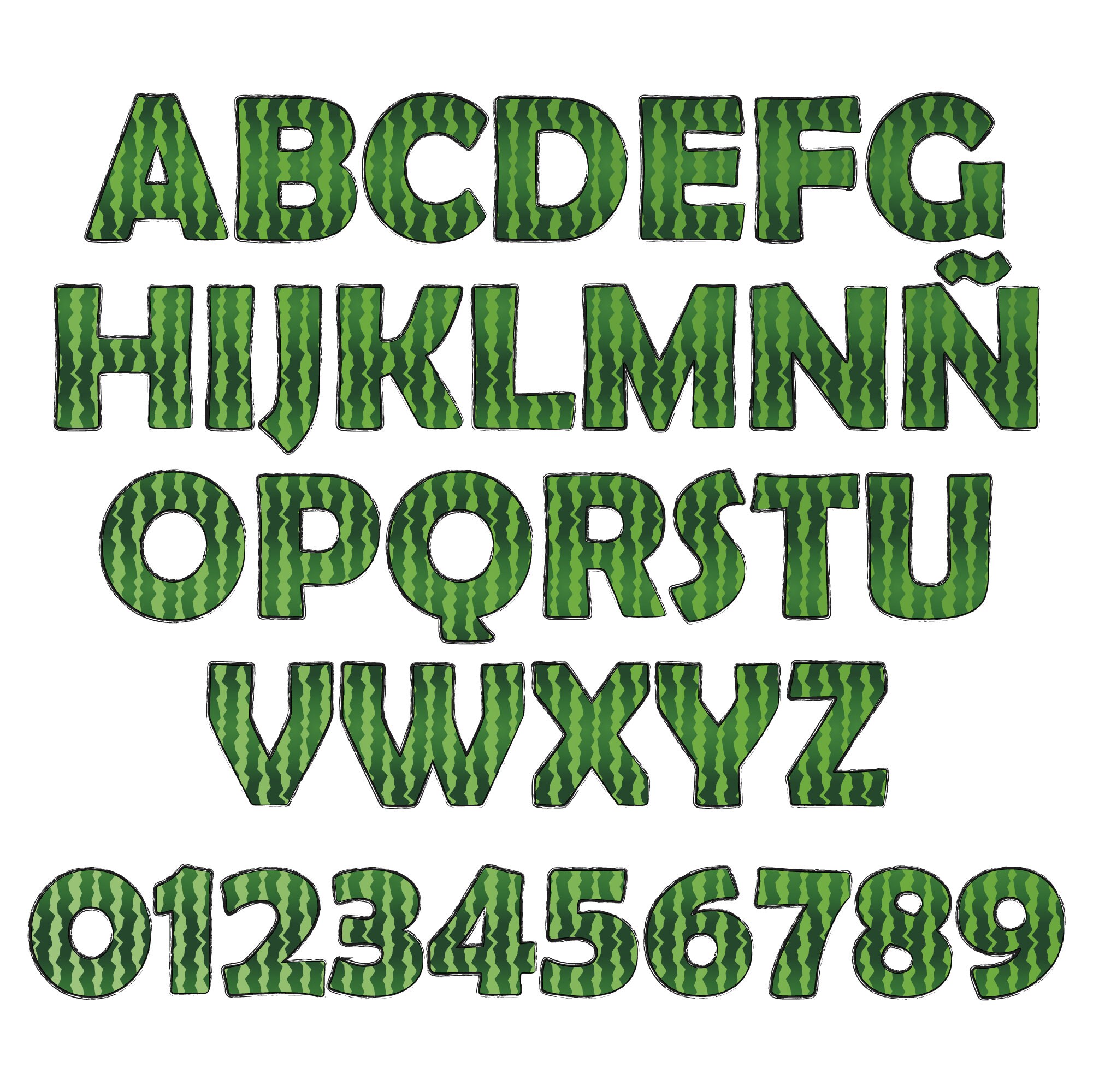 4 Watermelon Alphabets Clipart, PNG Digital Clip Art, Watermelon ...