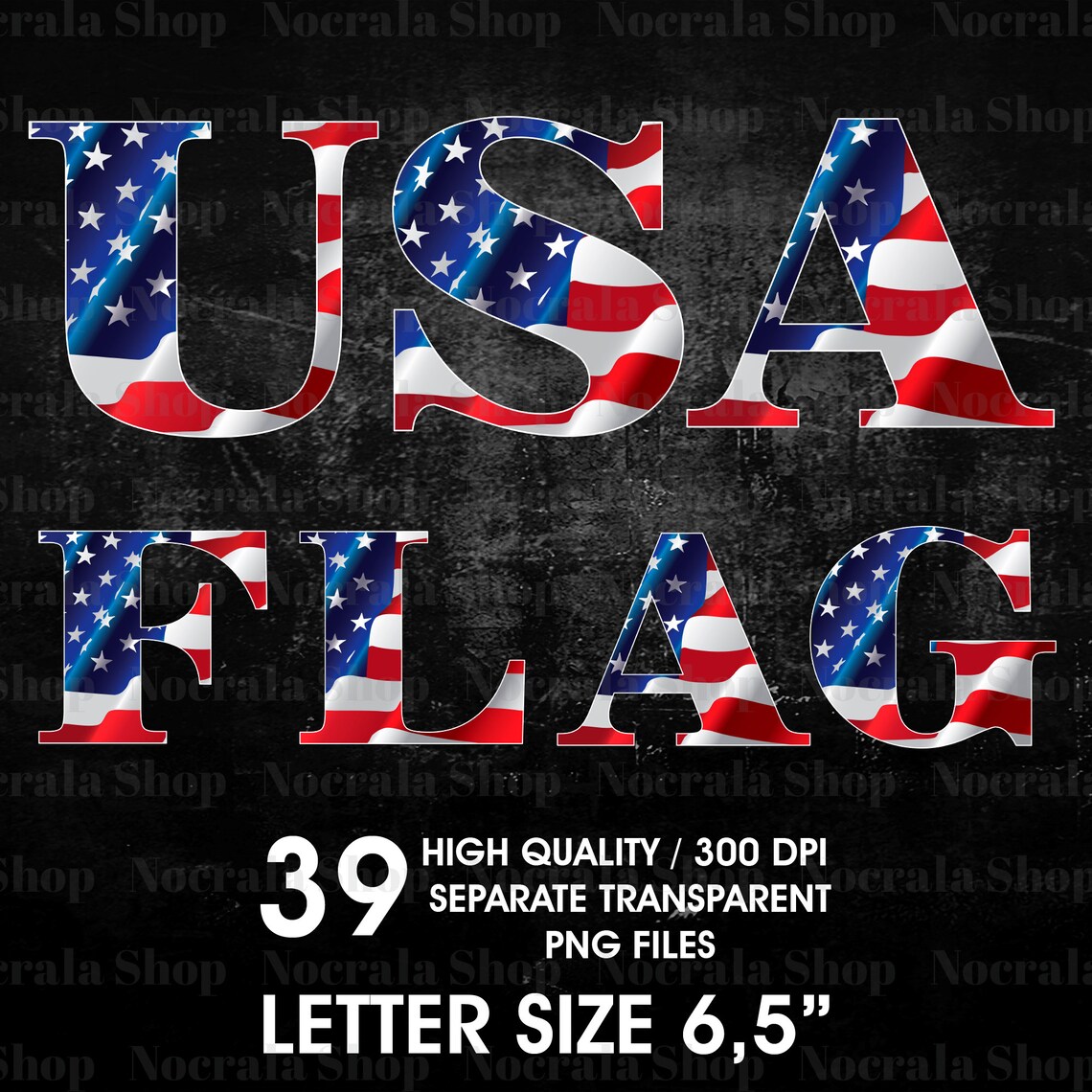 American Flag Alphabet Clipart, PNG Digital Clip Art, American Letters ...