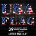 American Flag Alphabet Clipart, PNG Digital Clip Art, American Letters ...
