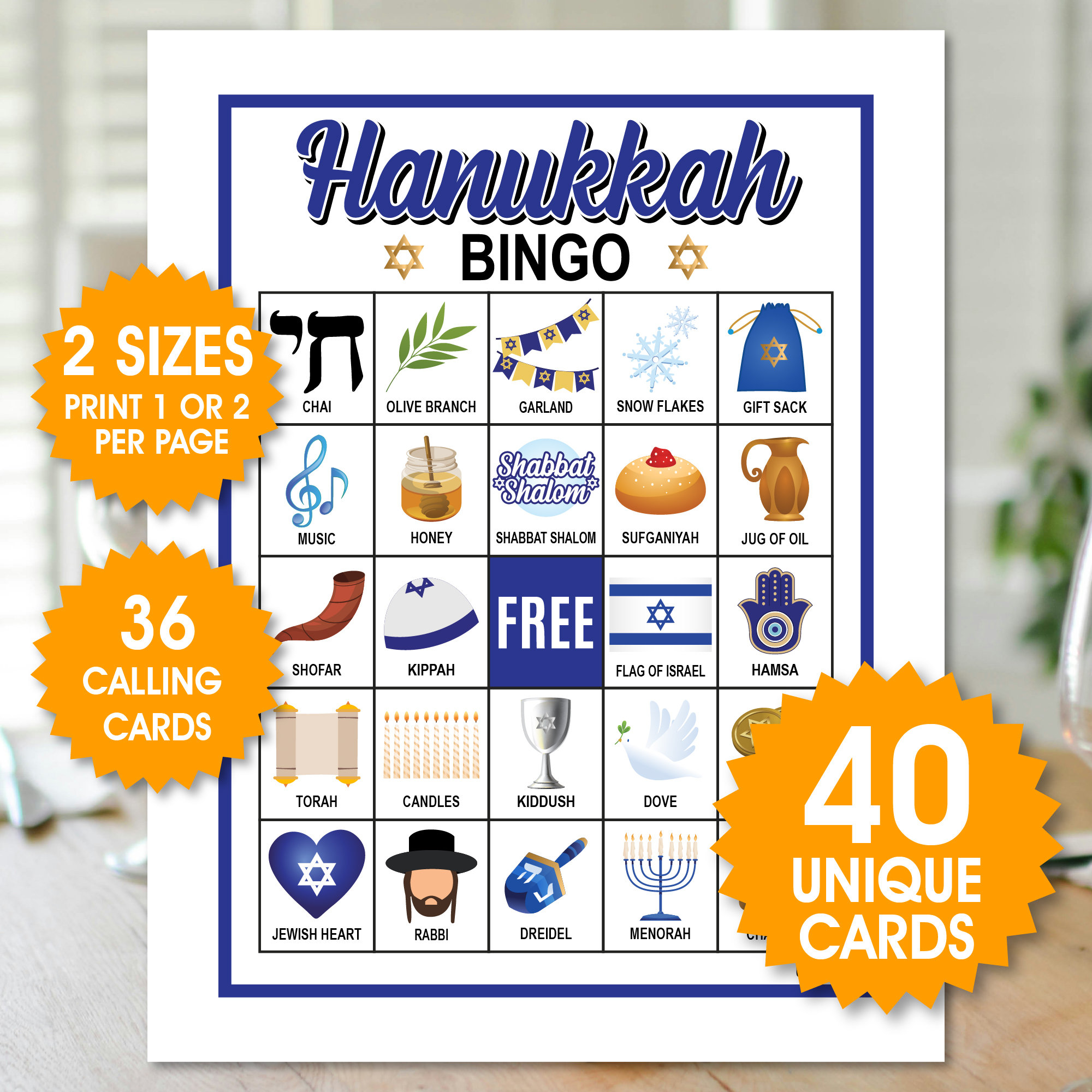 40 Hanukkah Bingo, Hanukkah Bingo Cards, Hanukkah Activity, Chanukah ...