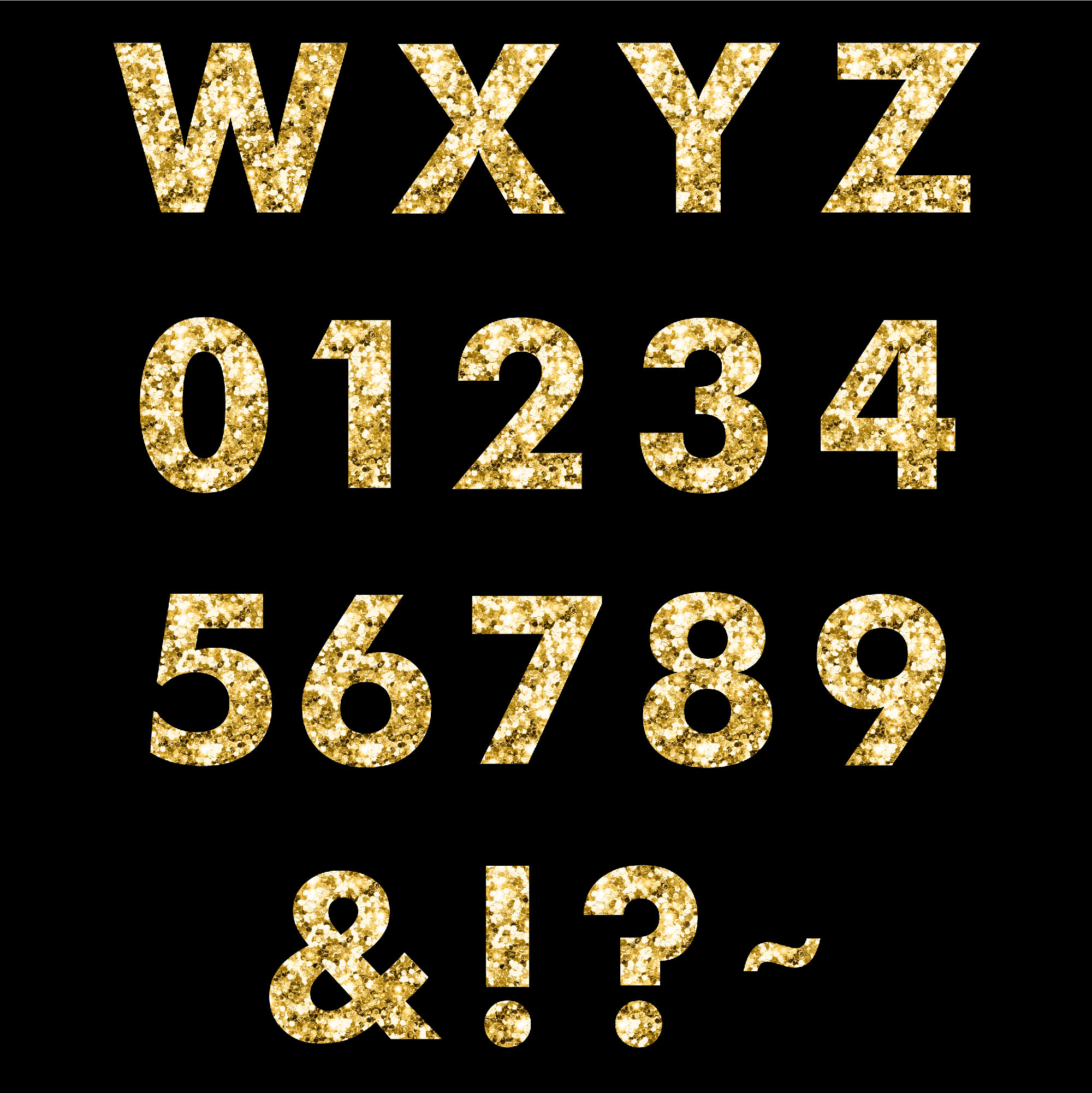 Gold Chunky Glitter Alphabet Clipart, PNG Digital Clip Art, Gold ...
