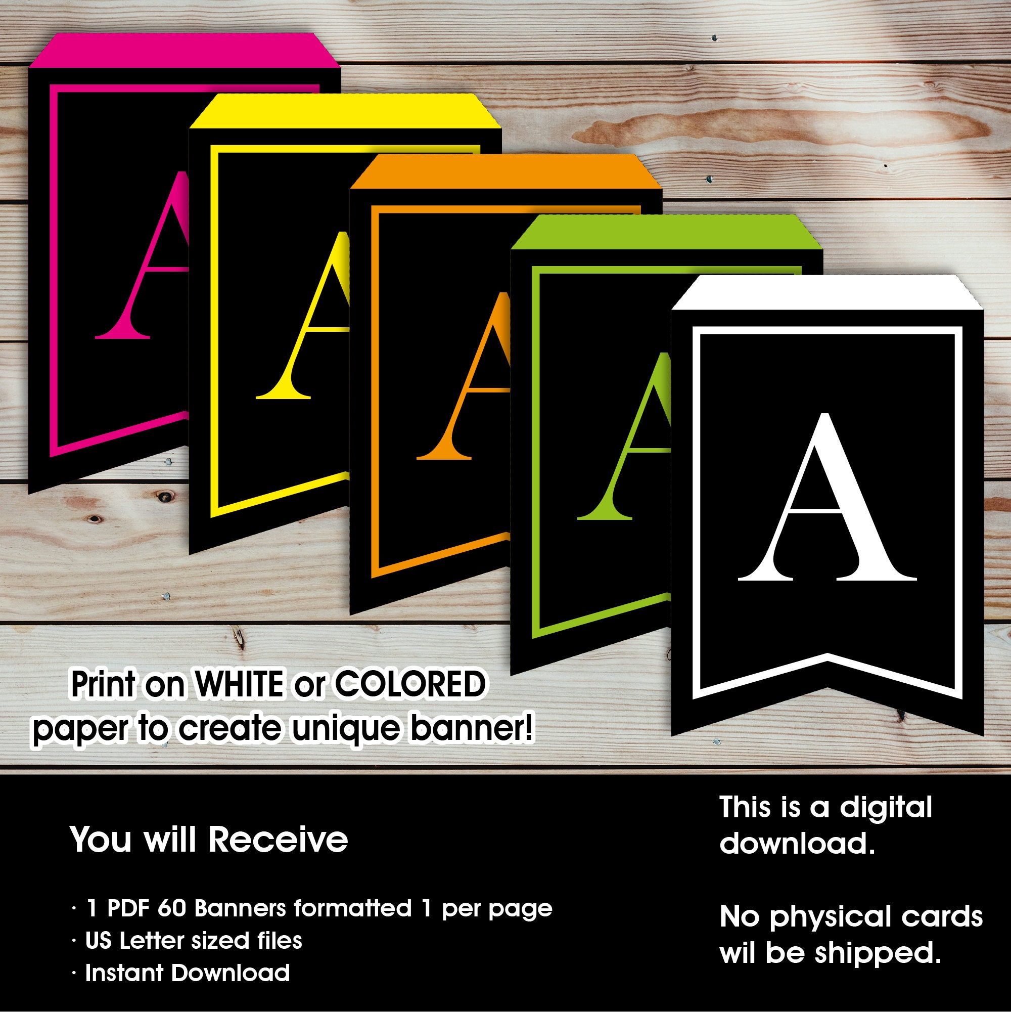 Printable DIY Banner, Letters, Numbers, Punctuation (PDF Download) - Etsy