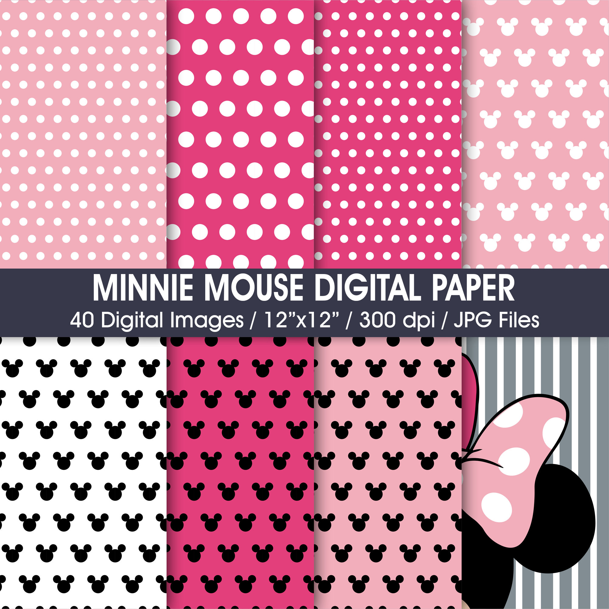 40 Minnie Magic World Digital Paper, Minnie Backgrounds, Instant ...
