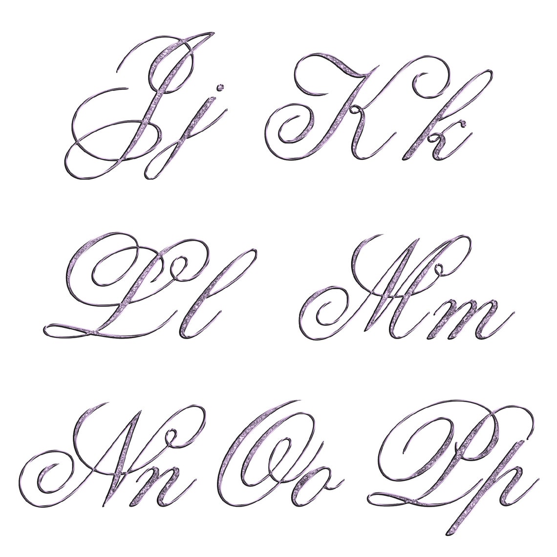 Purple Glitter Cursive Alphabet Clipart, PNG Clip Art, High Shine ...