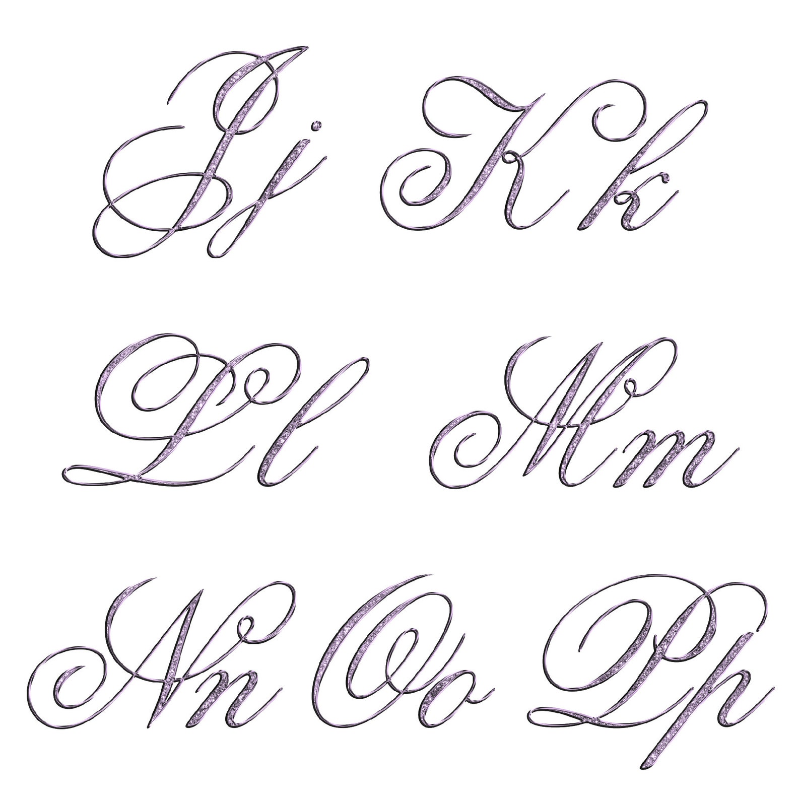 Purple Glitter Cursive Alphabet Clipart, PNG Clip Art, High Shine ...