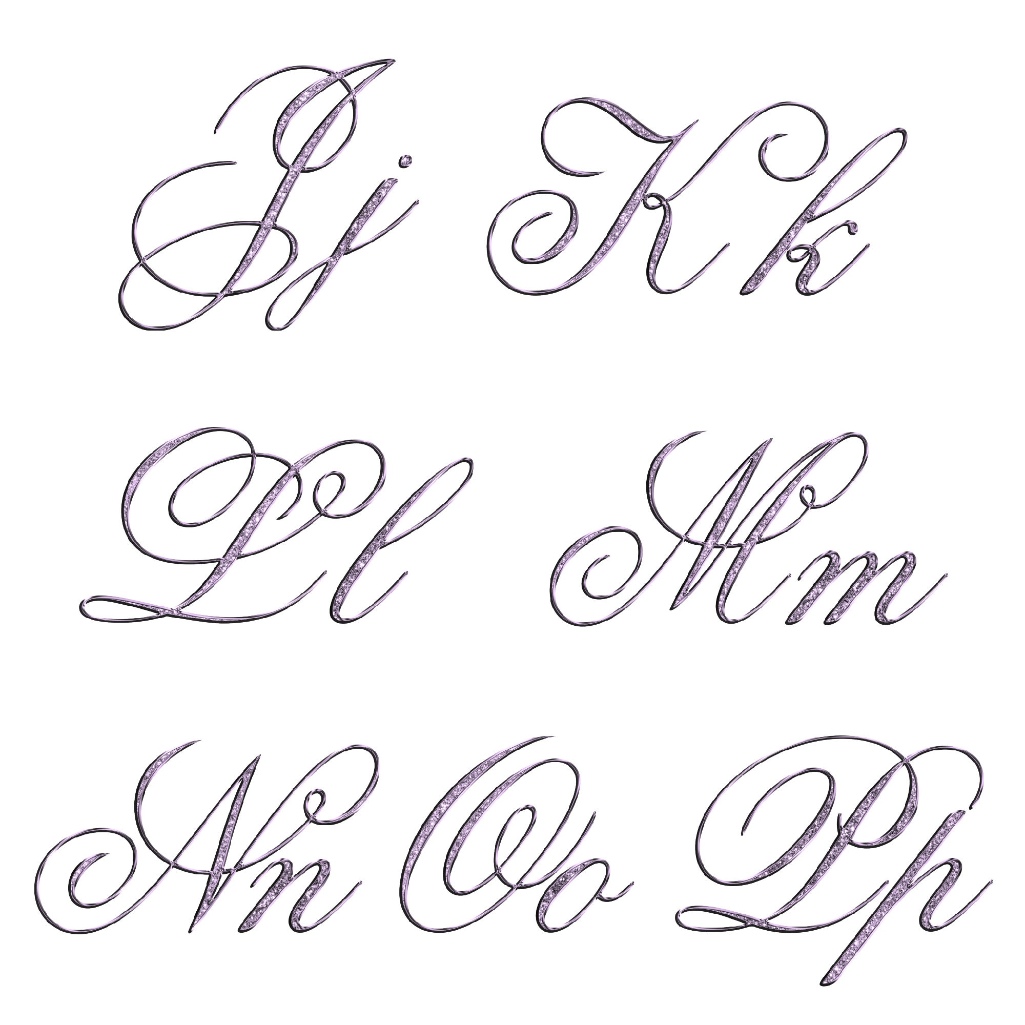 Purple Glitter Cursive Alphabet Clipart, PNG Clip Art, High Shine ...