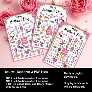40 Happy Mother's Day Bingo Cards, 1 or 2 per Page, Mother's Day Party ...