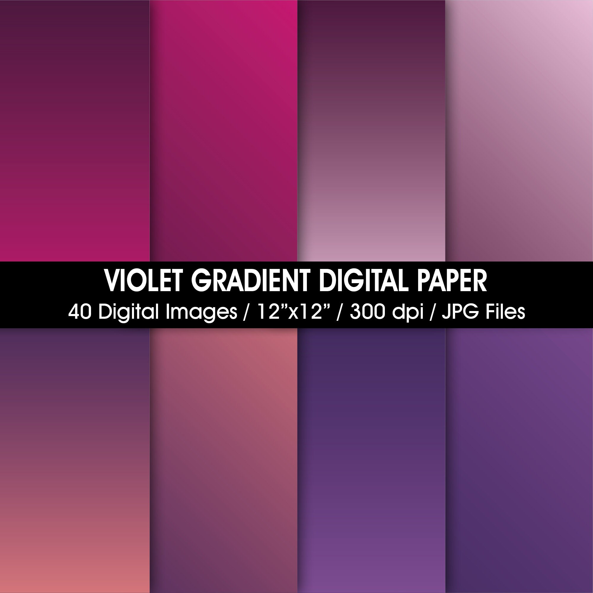 Violet Gradient Digital Paper, Violet Ombre Scrapbook Papers, Instant ...