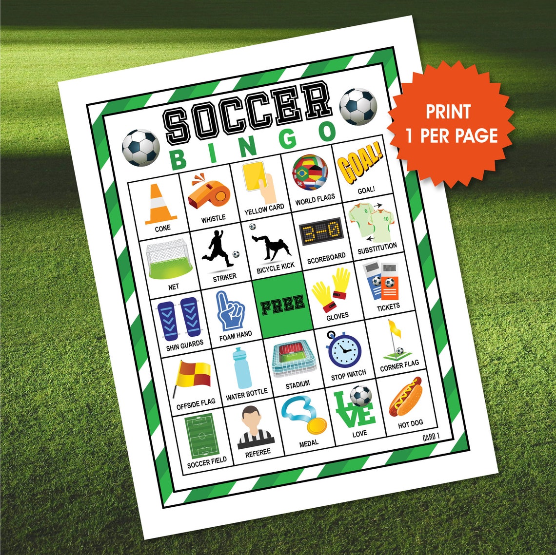 40 Soccer Bingo Cards, Soccer Party Game, Printable Kids Soccer Game ...