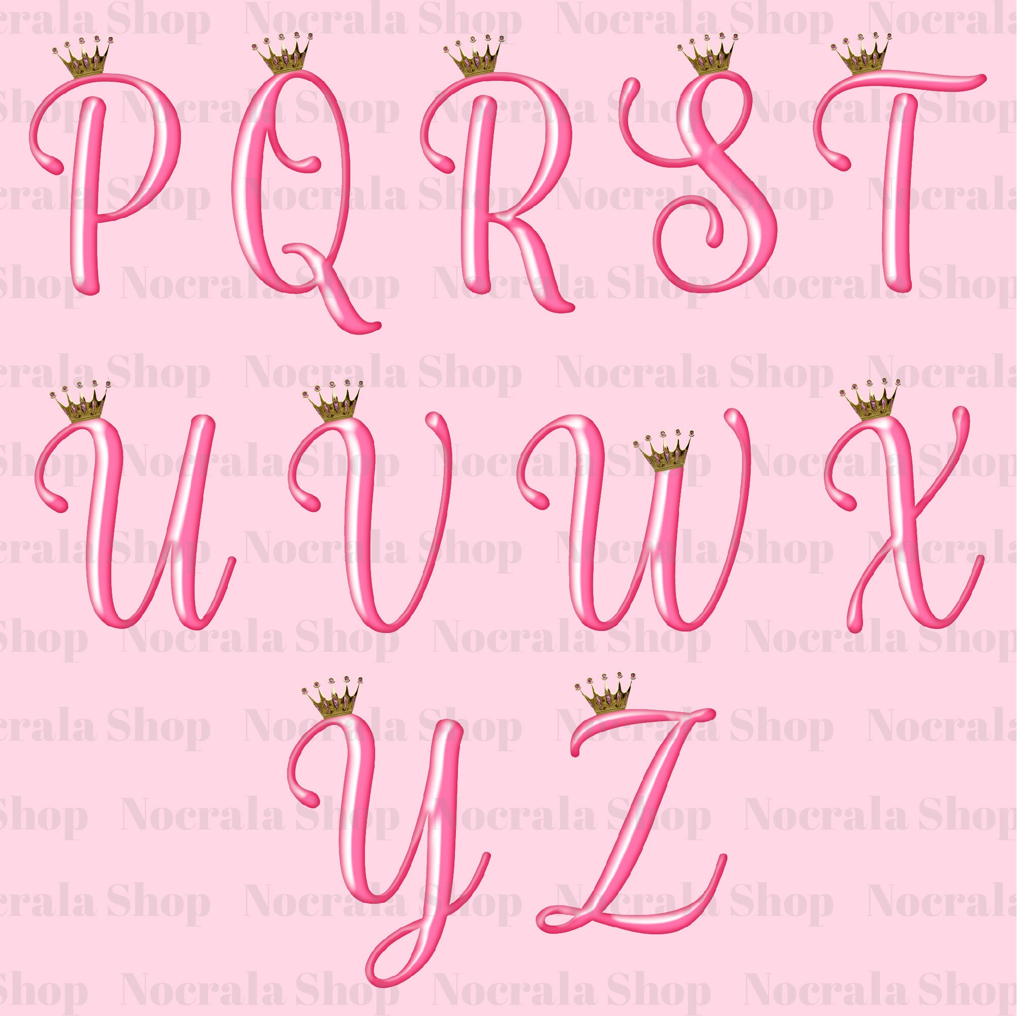 Baby Princess Alphabet Clipart, Baby Girl Monogram, Baby Pink Letters ...