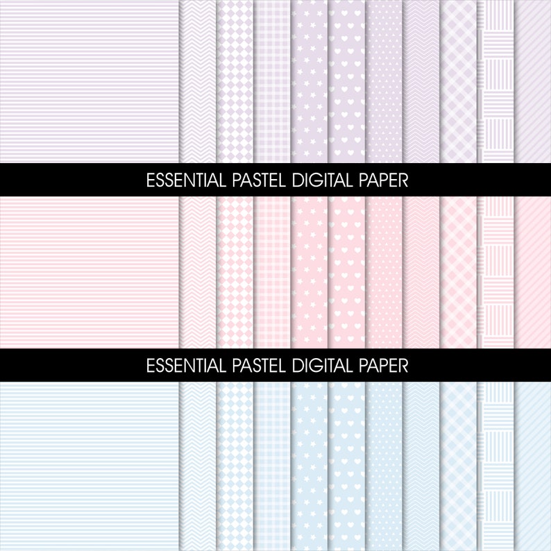 Essential Geometric Pastel Digital Paper, Pastel Backgrounds, Bundle ...