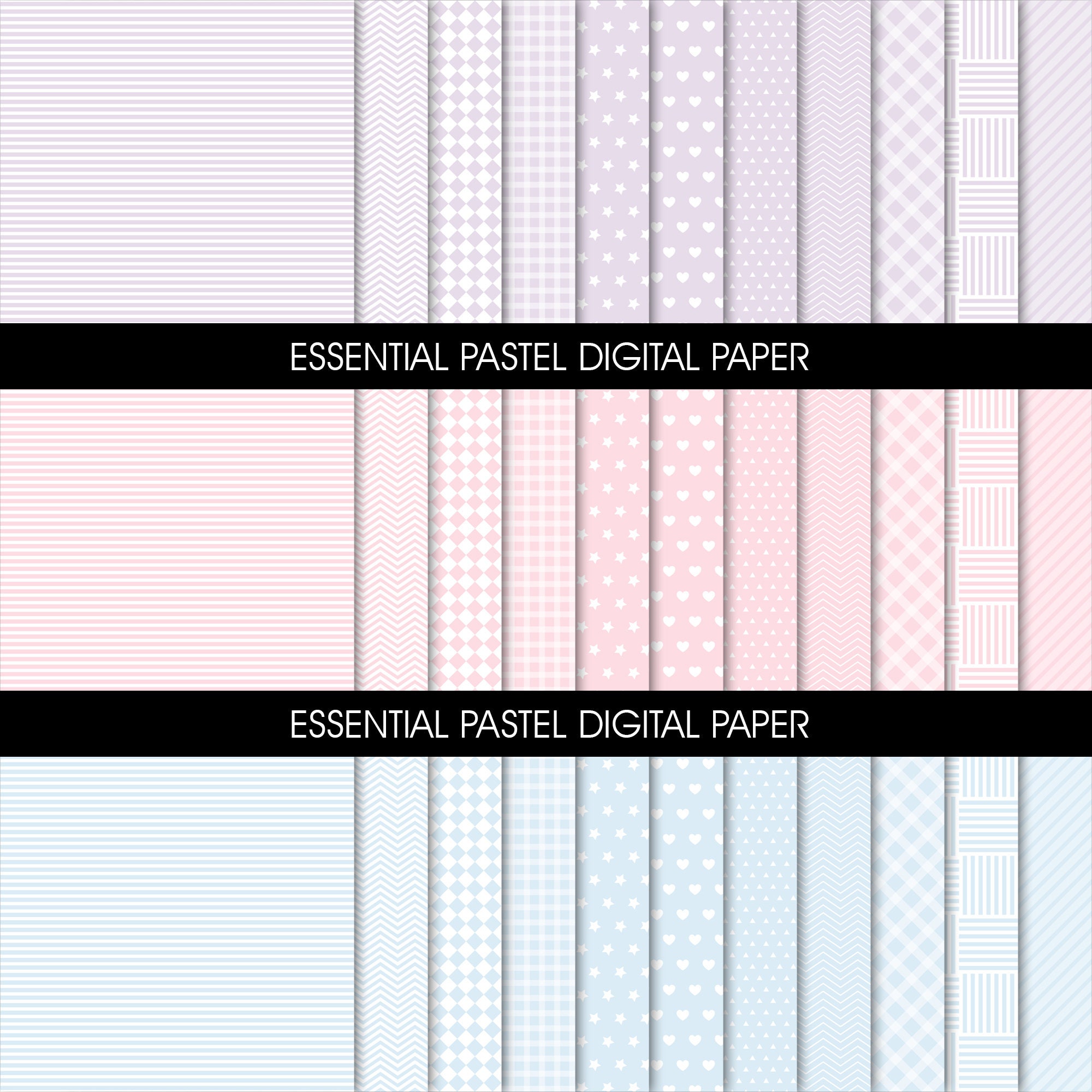 Essential Geometric Pastel Digital Paper, Pastel Backgrounds, Bundle ...
