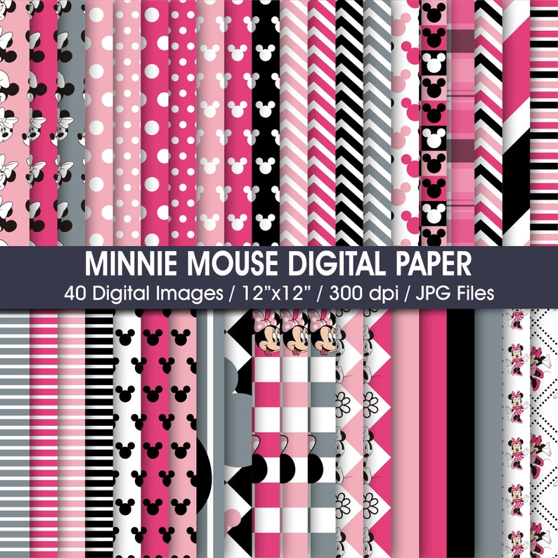 40 Minnie Magic World Digital Paper, Minnie Backgrounds, Instant ...