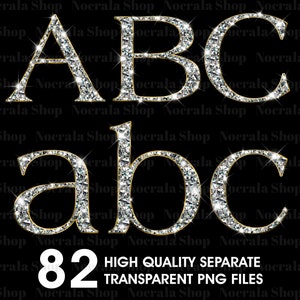 White Diamond Alphabet Clipart, PNG Digital Clip Art, White Diamond Letters, Numbers, Symbols ...