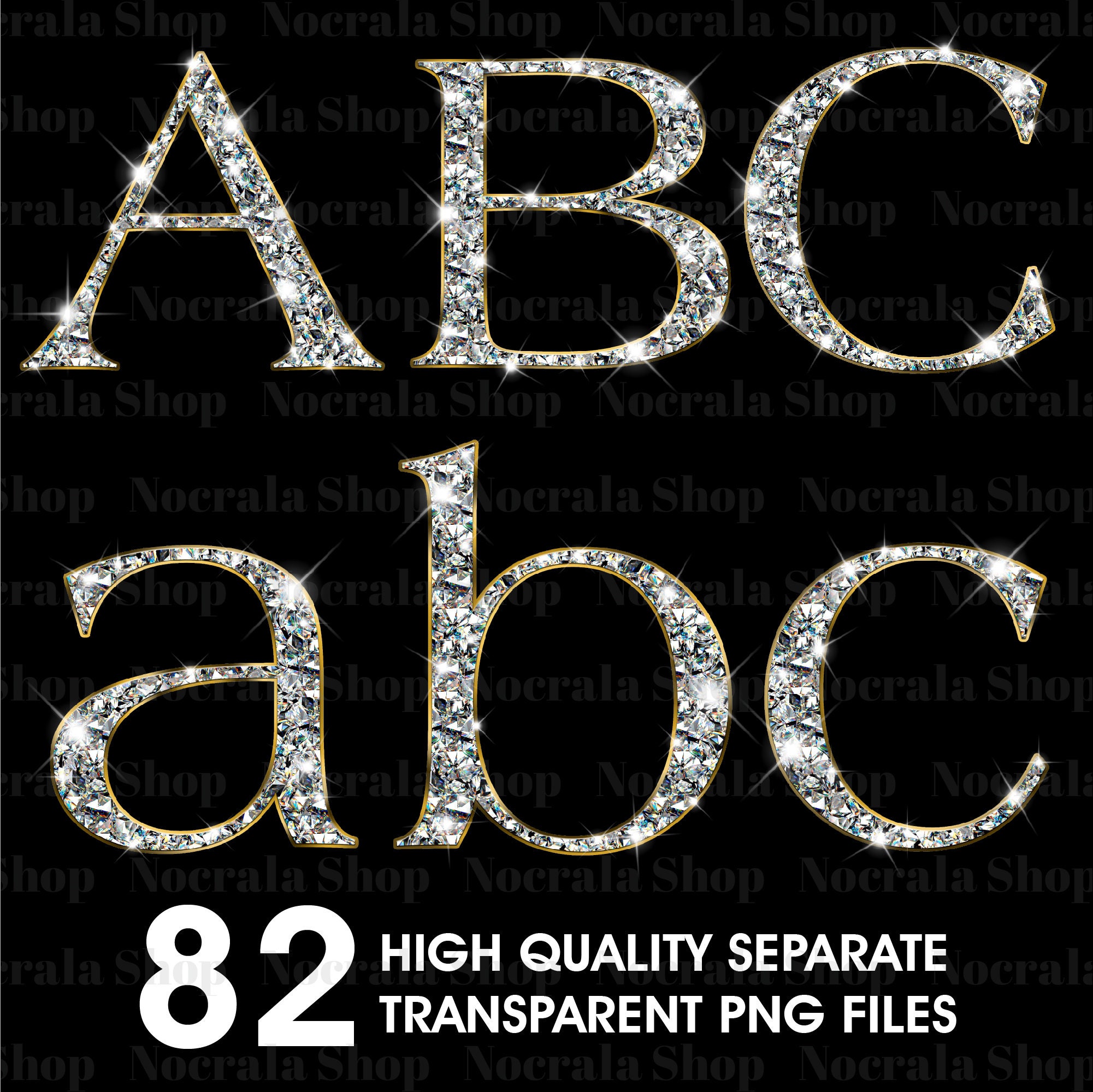 White Diamond Alphabet Clipart PNG Digital Clip Art White - Etsy