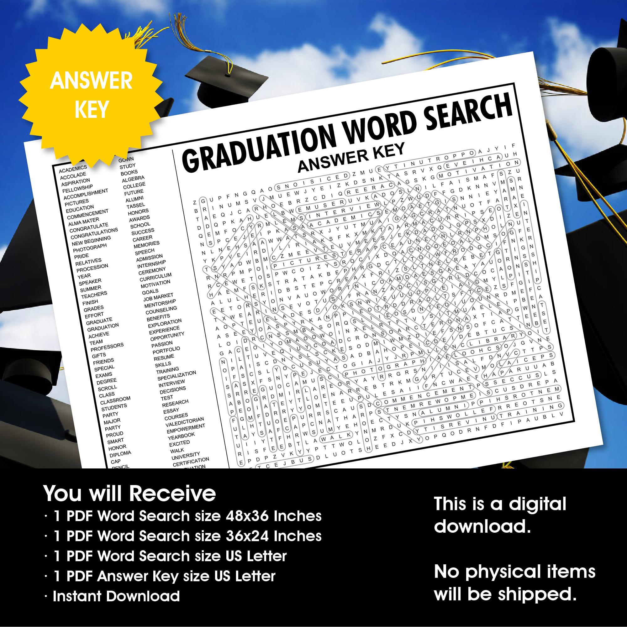 Giant Graduation Word Search, University Party Game (PDF Files) - Etsy