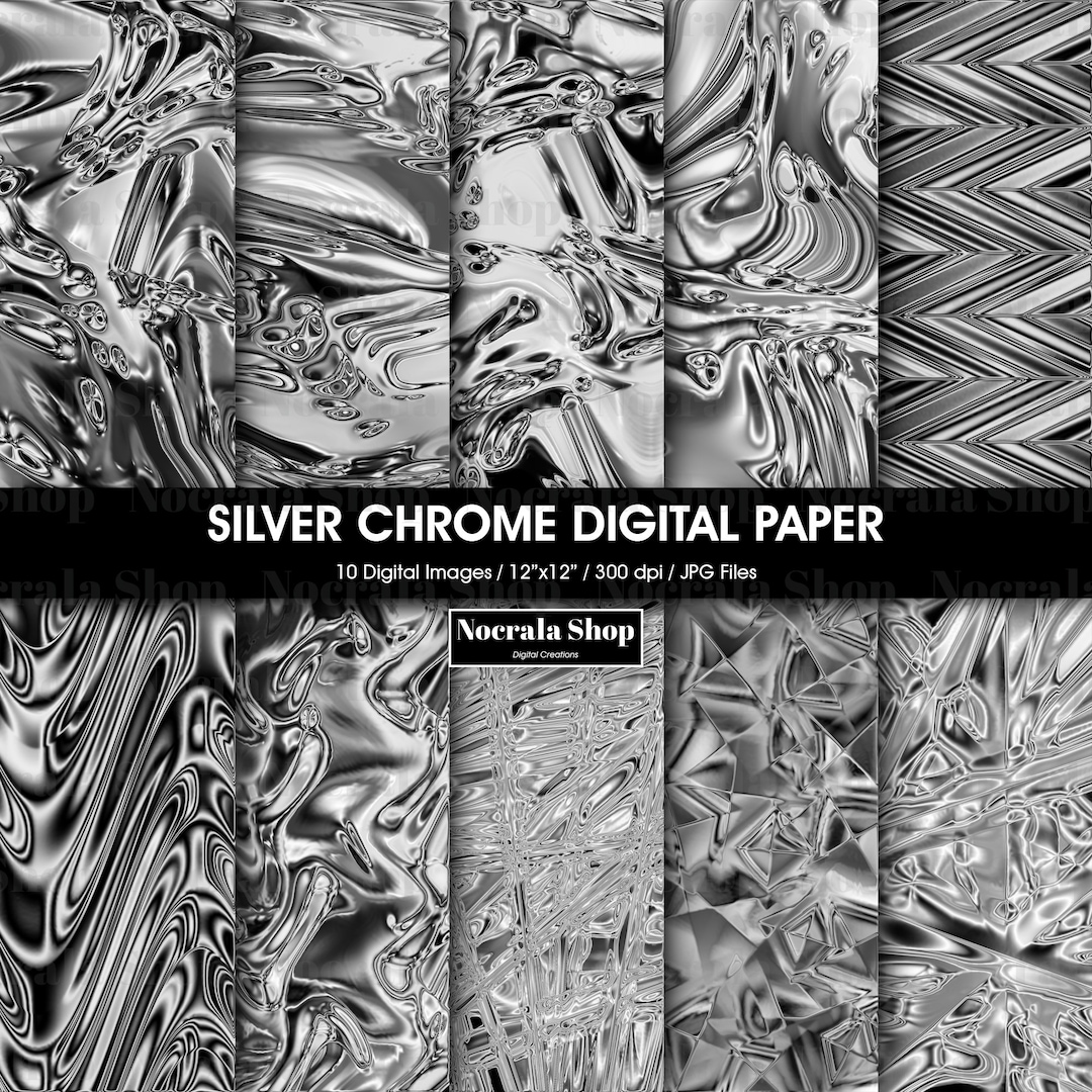 Silver Chrome Digital Paper, Silver Chrome Scrapbook Papers, Instant ...