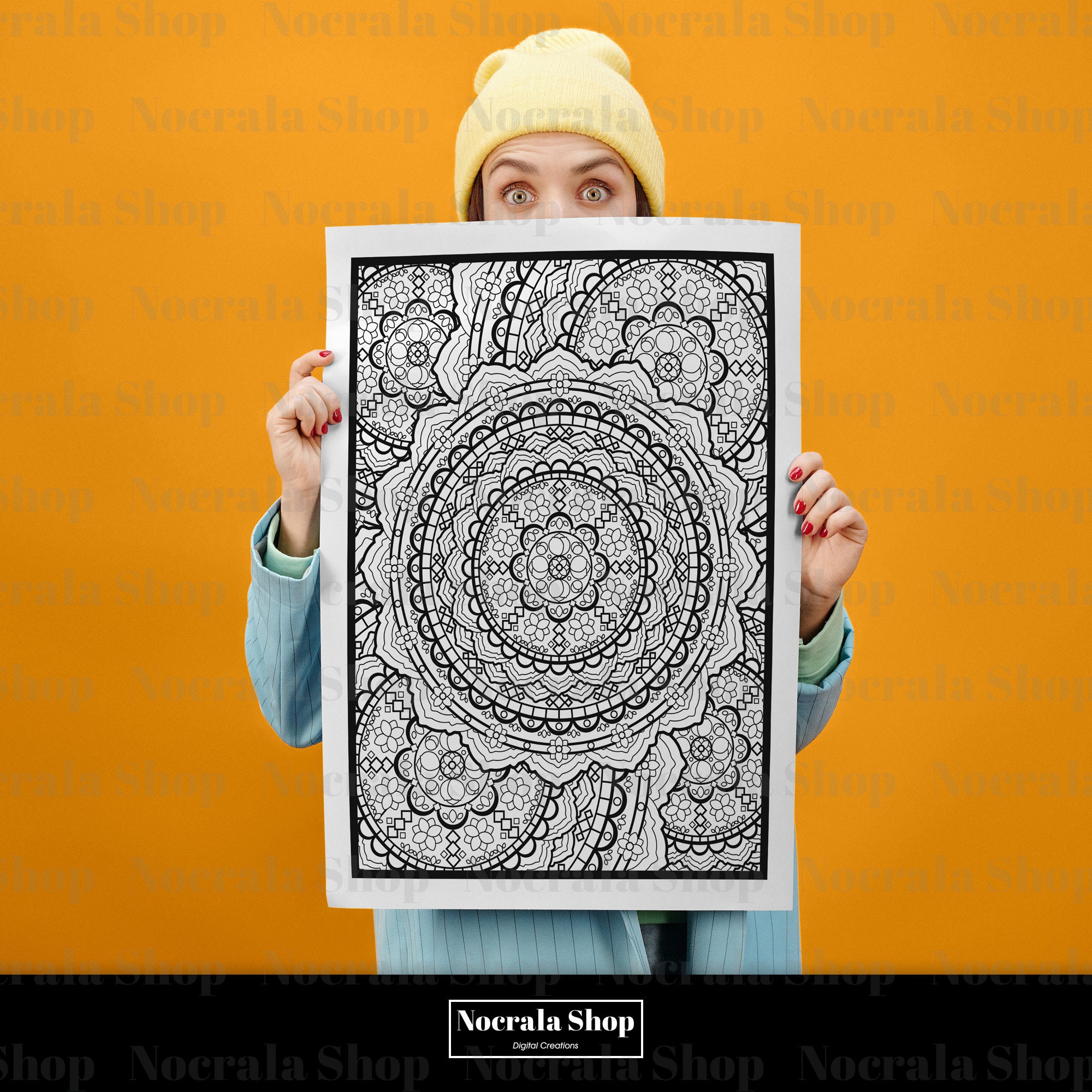 5 Giant Coloring Mandala Posters, Coloring Poster, Adult Coloring Page ...