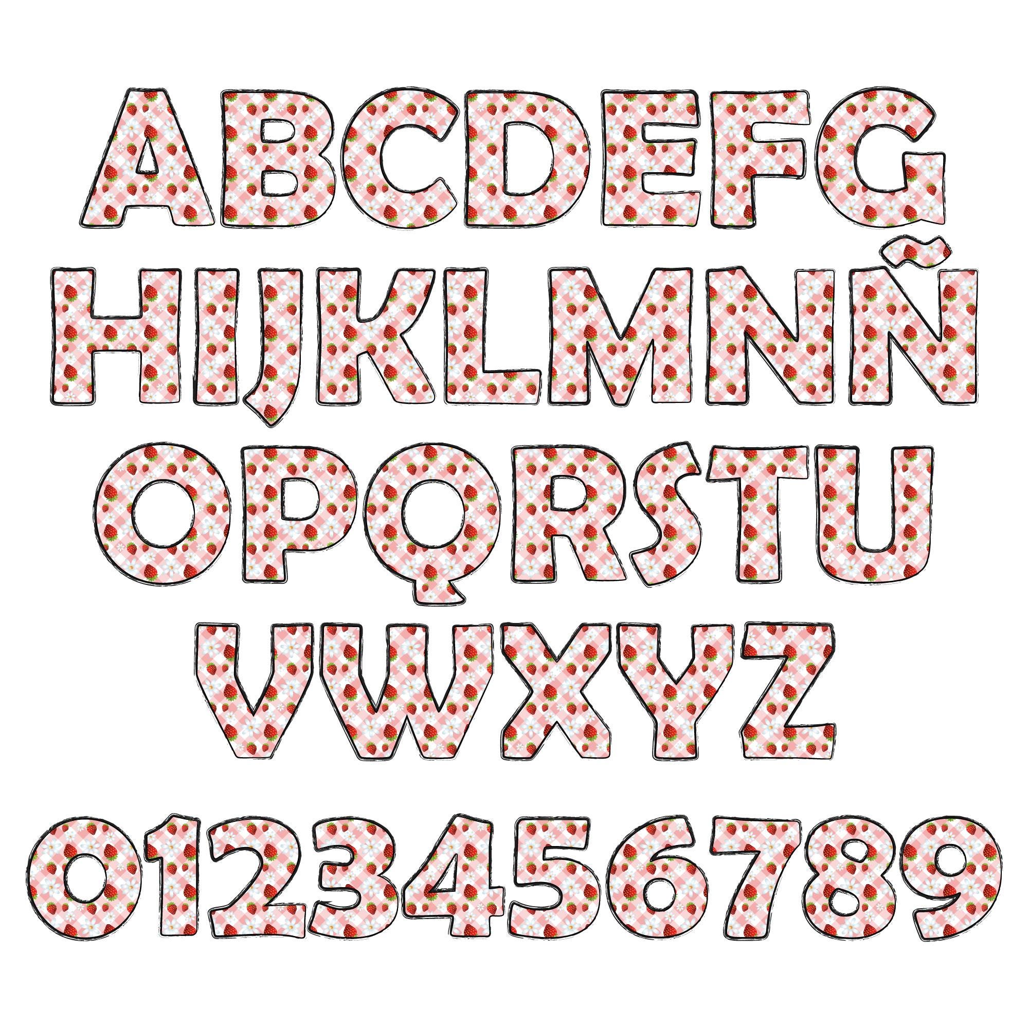 4 Strawberry Alphabets Clipart, PNG Digital Clip Art, Strawberry ...