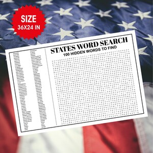 Giant USA States Word Search, USA States Game, Printable Word Search ...