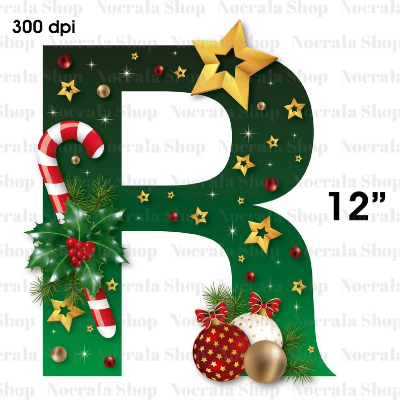 Christmas Alphabet Clipart, Christmas Monogram, Christmas Letters ...