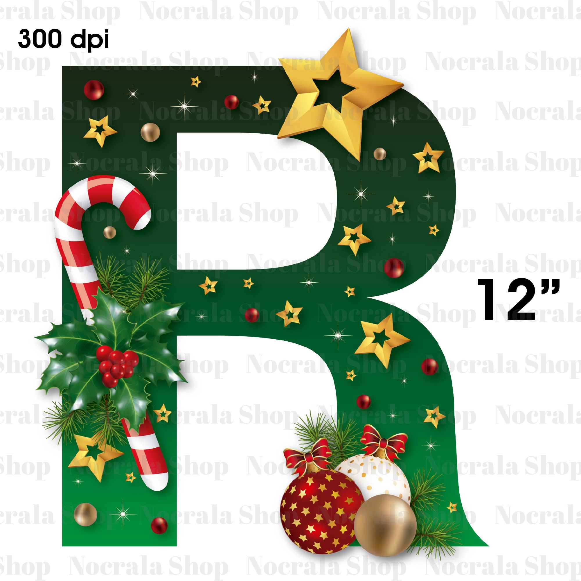 Christmas Alphabet Clipart, Christmas Monogram, Christmas Letters ...