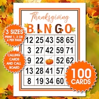 Thanksgiving Bingo, Party Game, Family Holiday, Kids Gifts, Autumn Fun ...