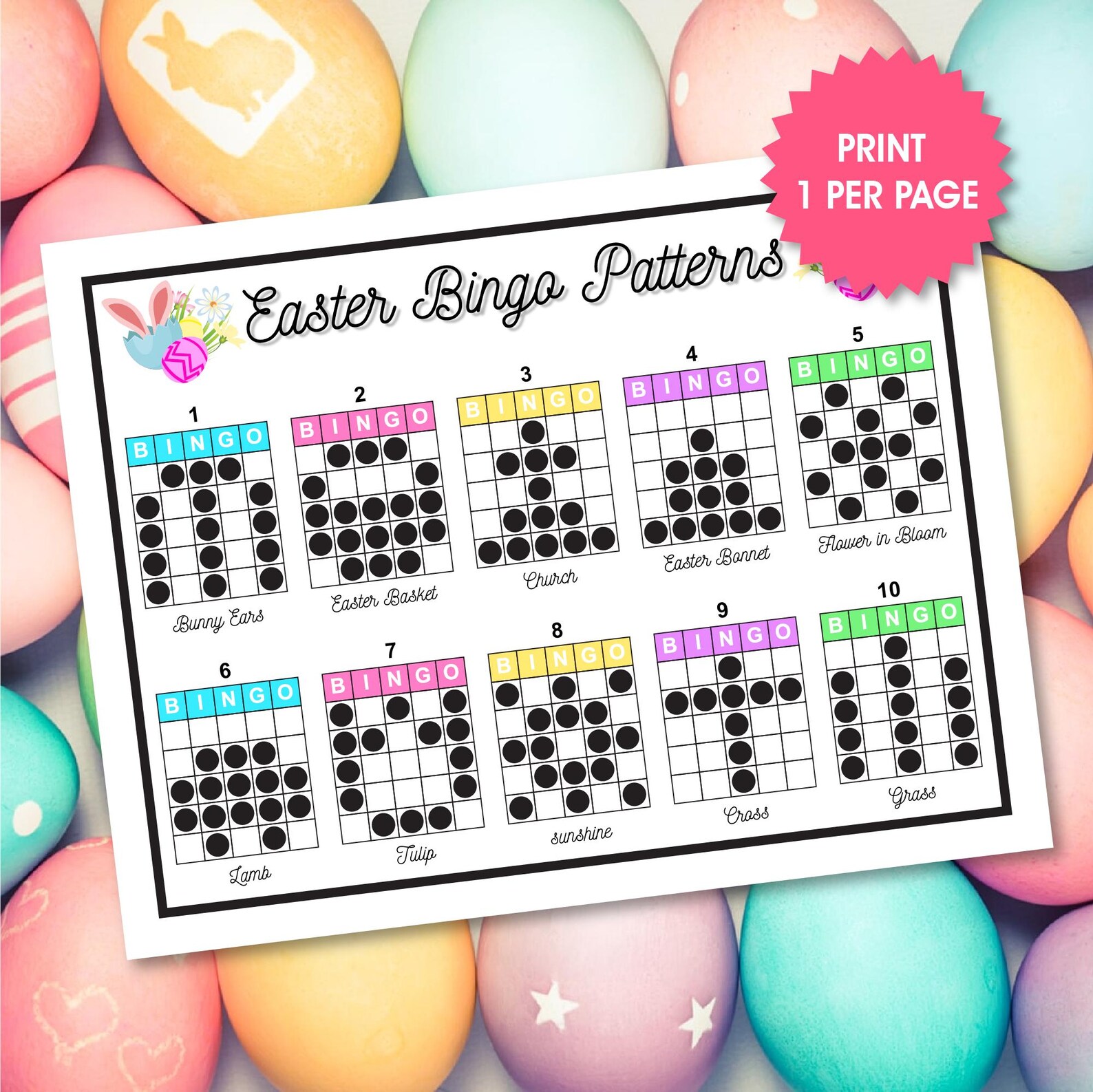 Easter Bingo Game, 10 Printable Bingo Patterns (PDF) - Etsy