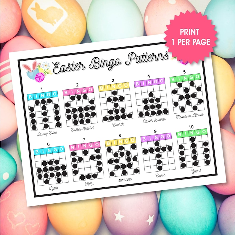 10 Easter Bingo Patterns, Printable Bingo Game, Bingo Tournament ...