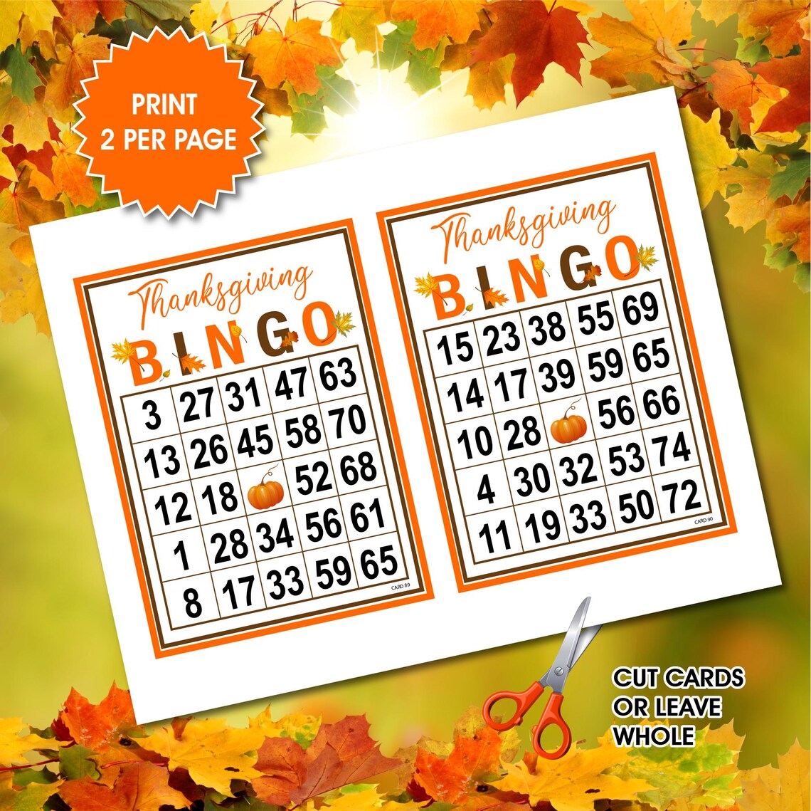 Thanksgiving Bingo Game, 200 Cards, Holiday Party (PDF Download) - Etsy