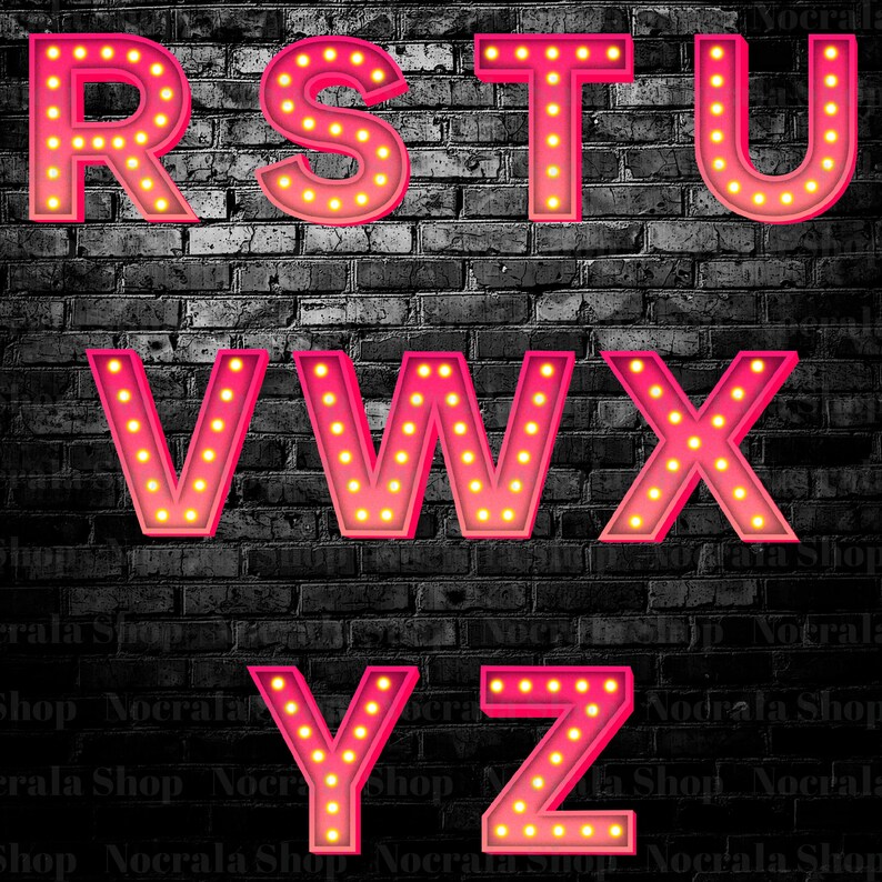 Pink Marquee Alphabet Clipart Marquee Letters & Numbers PNG - Etsy