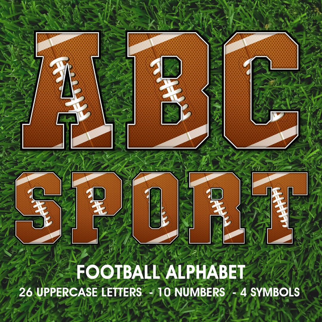 Football Alphabet Clipart, PNG Digital Clip Art, Football Letters ...