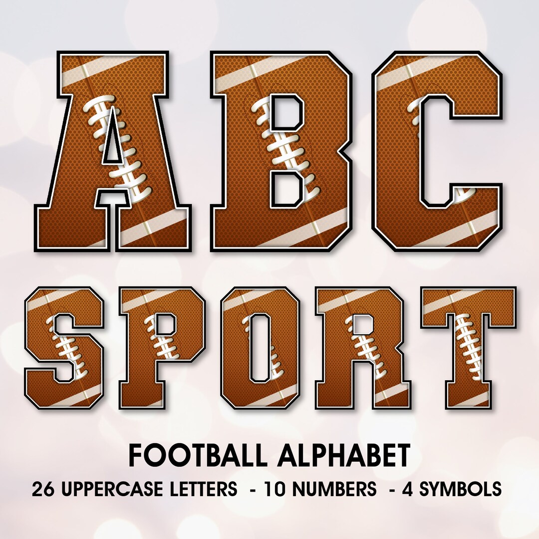 Football Alphabet Clipart, PNG Digital Clip Art, Football Letters ...