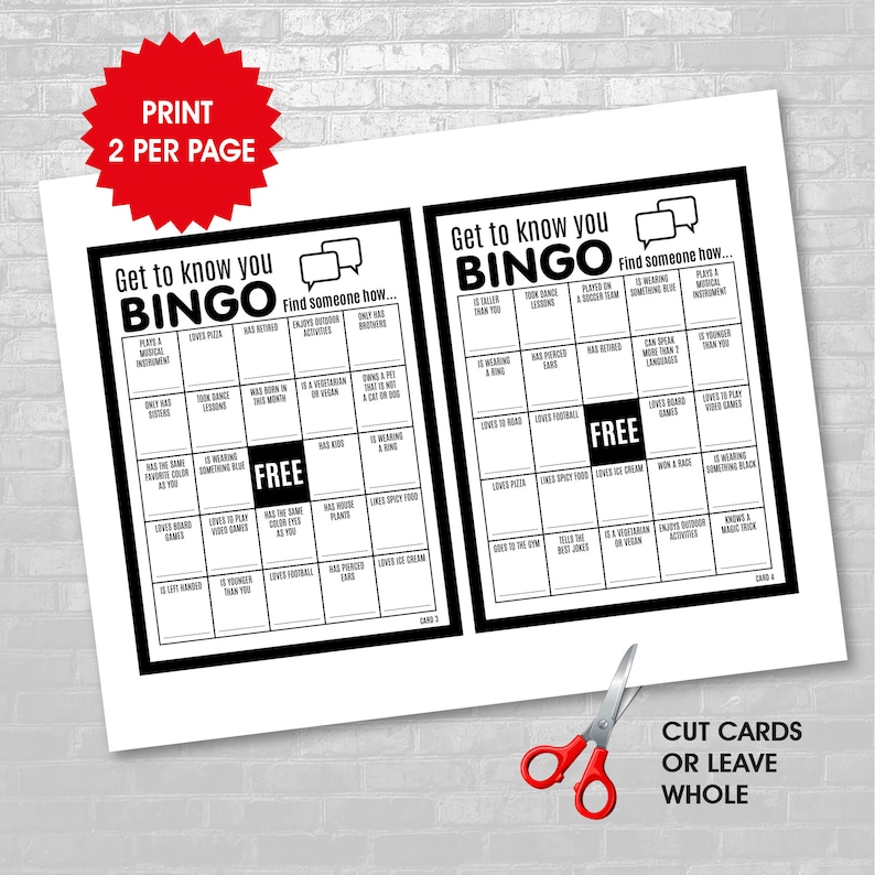 50 Get to Know You Bingo, 50 Find Someone How Bingo, Icebreaker Office ...