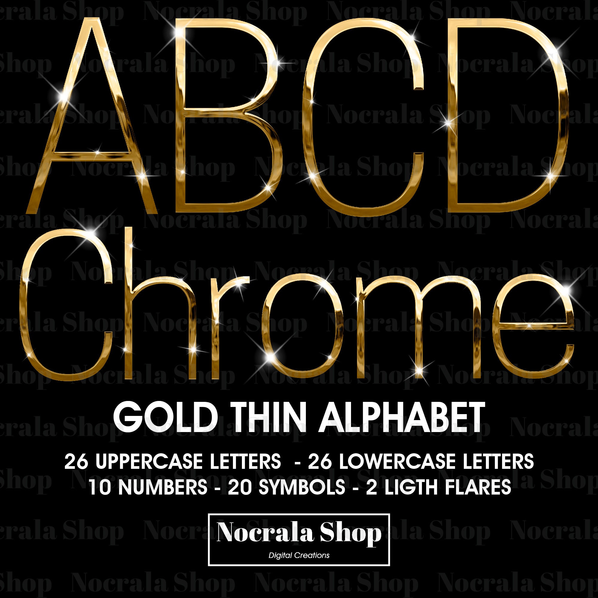 Gold Chrome Thin Alphabet Clipart, PNG Clip Art, Gold Chrome Thin ...