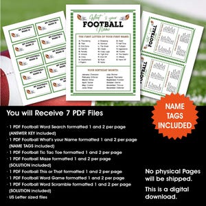 7 Printable Football Party Games for Kids & Adults, American Football ...