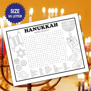 Giant Hanukkah Word Search, Hanukkah Game, Printable Hanukkah Search ...