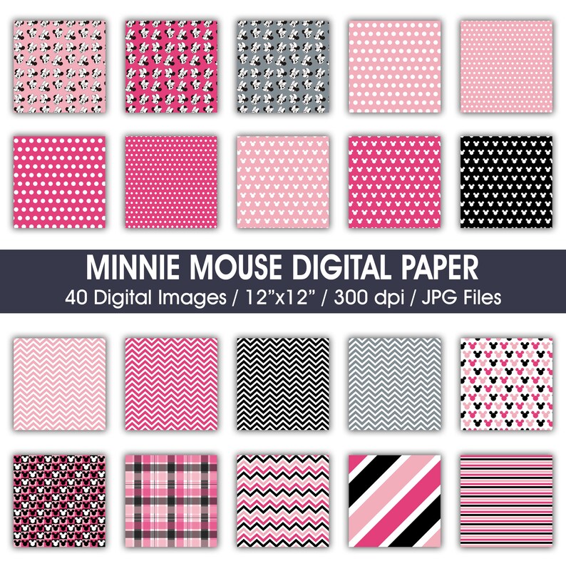 40 Minnie Magic World Digital Paper, Minnie Backgrounds, Instant ...