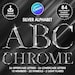 Silver Chrome Alphabet Clipart, PNG Letters, Numbers, Symbols (digital ...