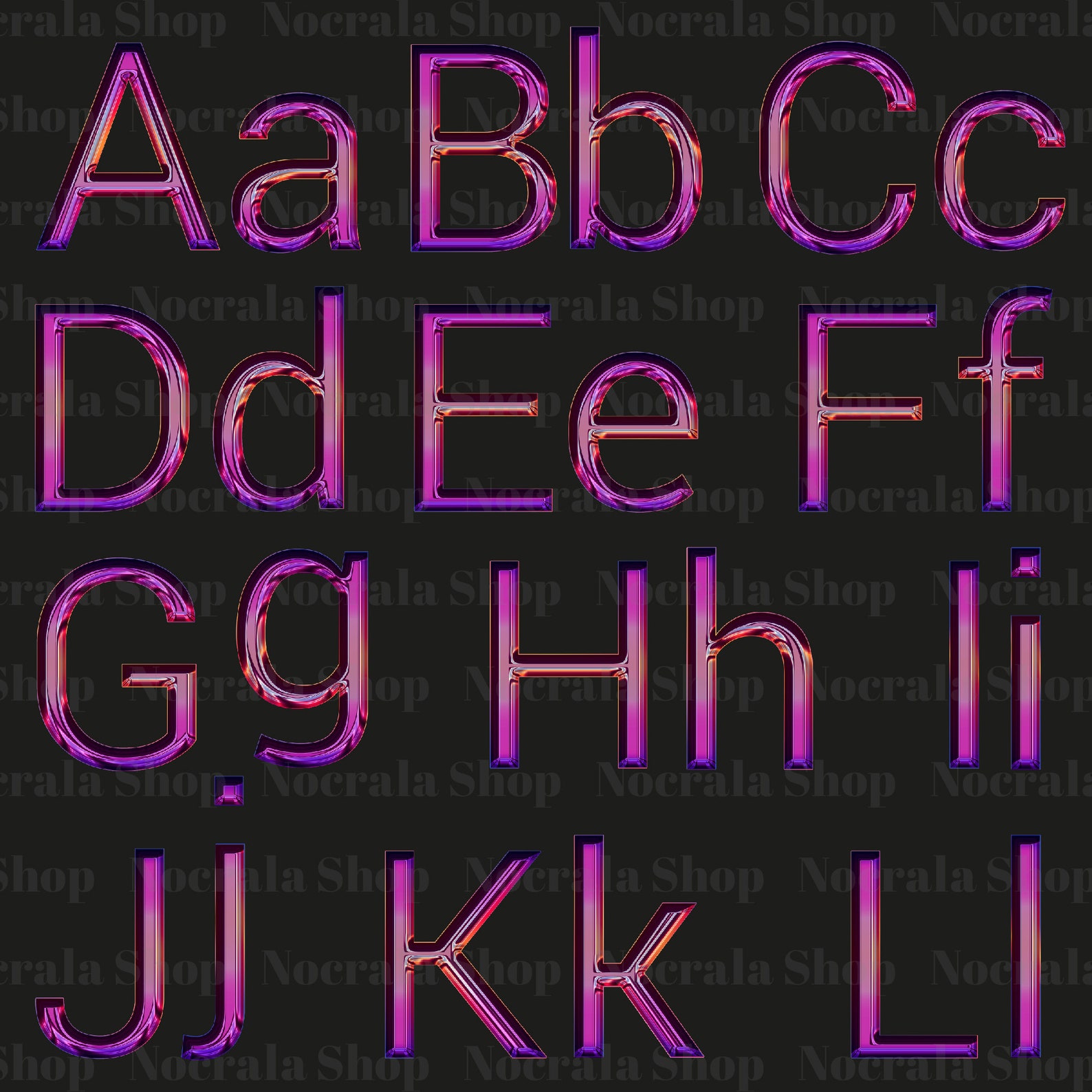 Rainbow Chrome Alphabet Clipart, PNG Clip Art, Rainbow Chrome Letters ...