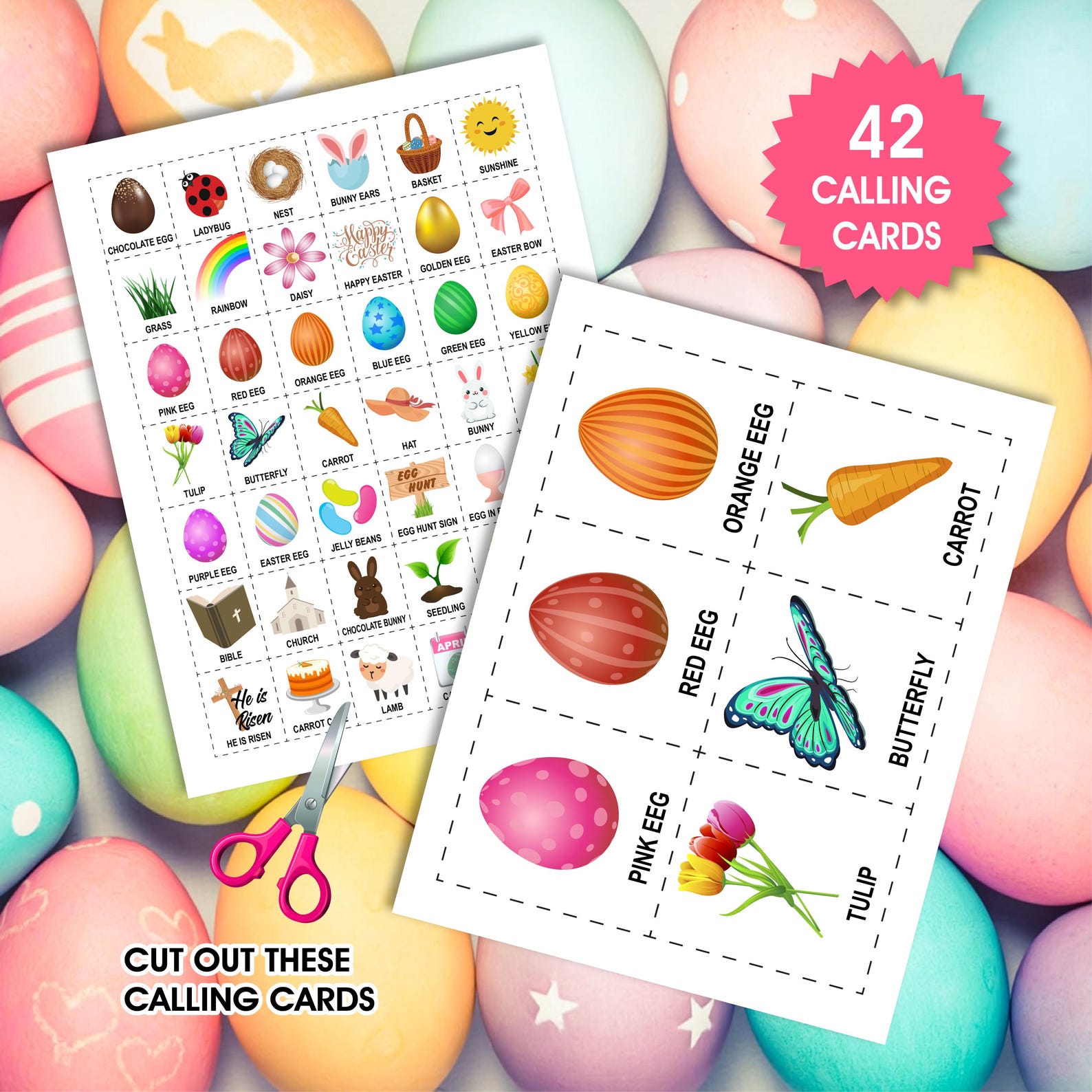 60 Easter Bingo Cards, Easter Party Game, Easter Activity for Kids ...