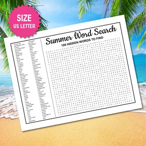 Giant Summer Word Search, Summer Fun Game, Printable Summer Word Search ...