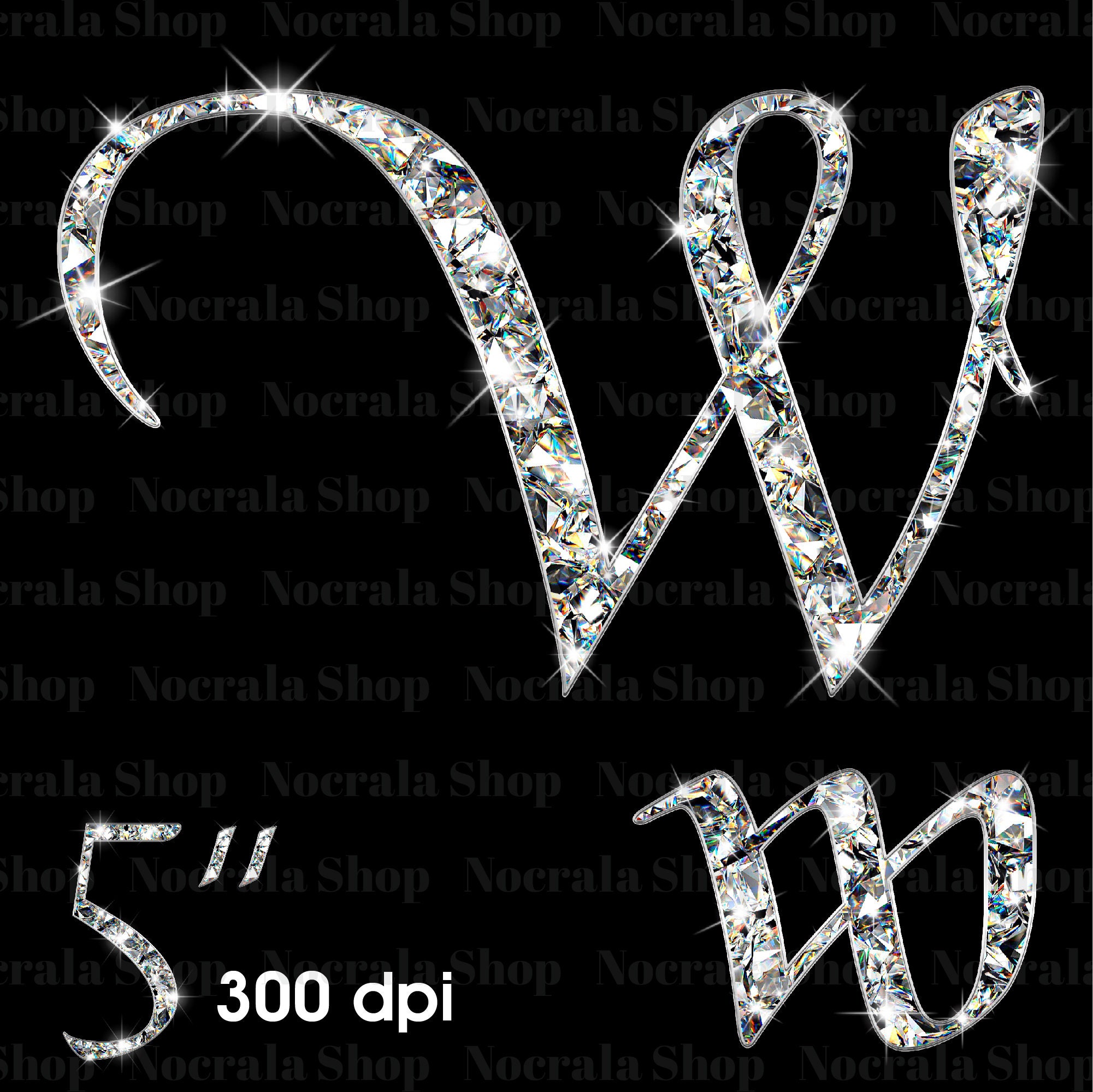 White Diamond Alphabet Clipart PNG Digital Clip Art White - Etsy